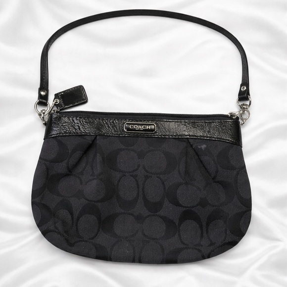 Coach | Bags | Coach Signature Black Pleated Hand Bag | Poshmark